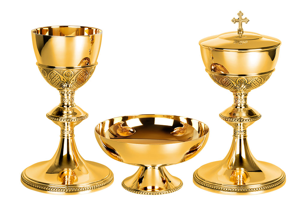 Gold Plated Gothic Trim Brass Ciboria. 5401-GP. Tonini Church Supply