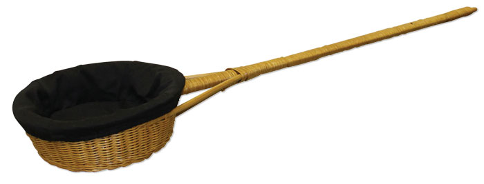 Long Handle Reed Collection Basket. 86-0514 Tonini Church Supply