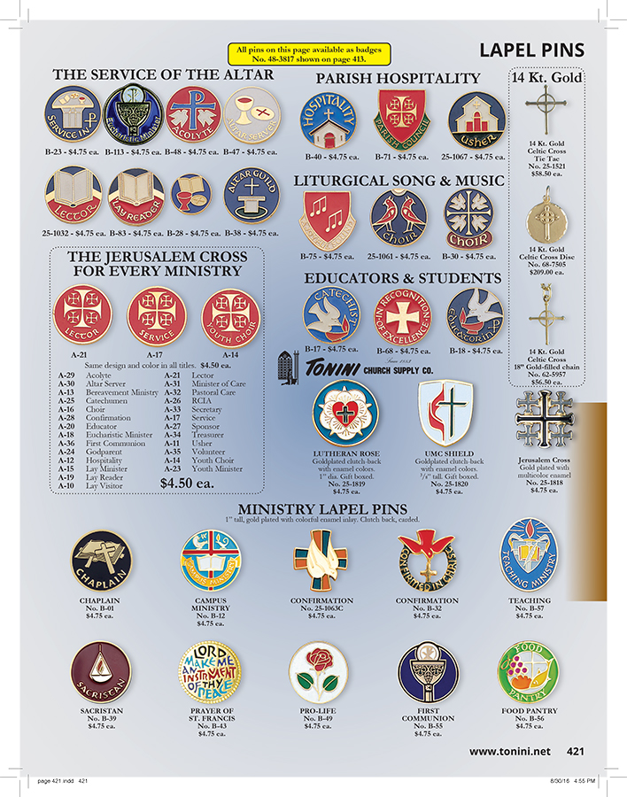Personalized Ministry Badges. 48-3805-XX. Tonini Church Supply